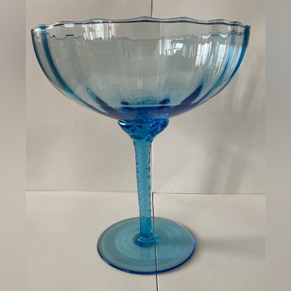 Kitchen | Vintage 196s Turquoise Blue Long Swirl Stem Glass Art Deco ...